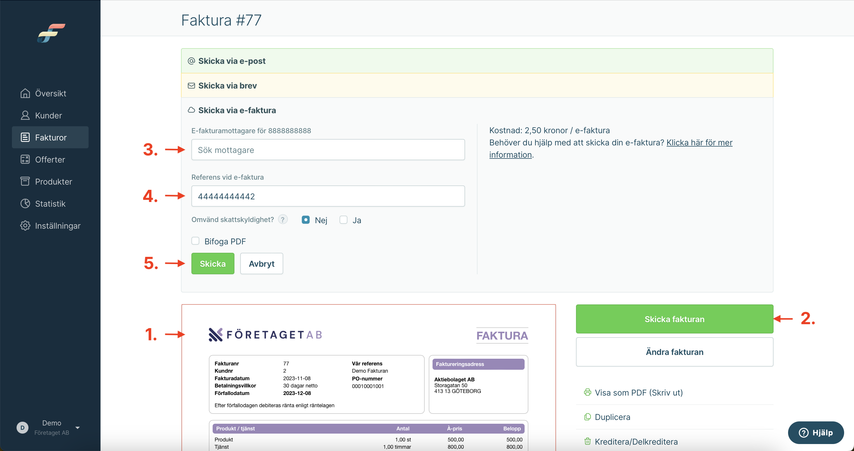 Skicka en e-faktura – Fakturan.nu - Hjälpcenter